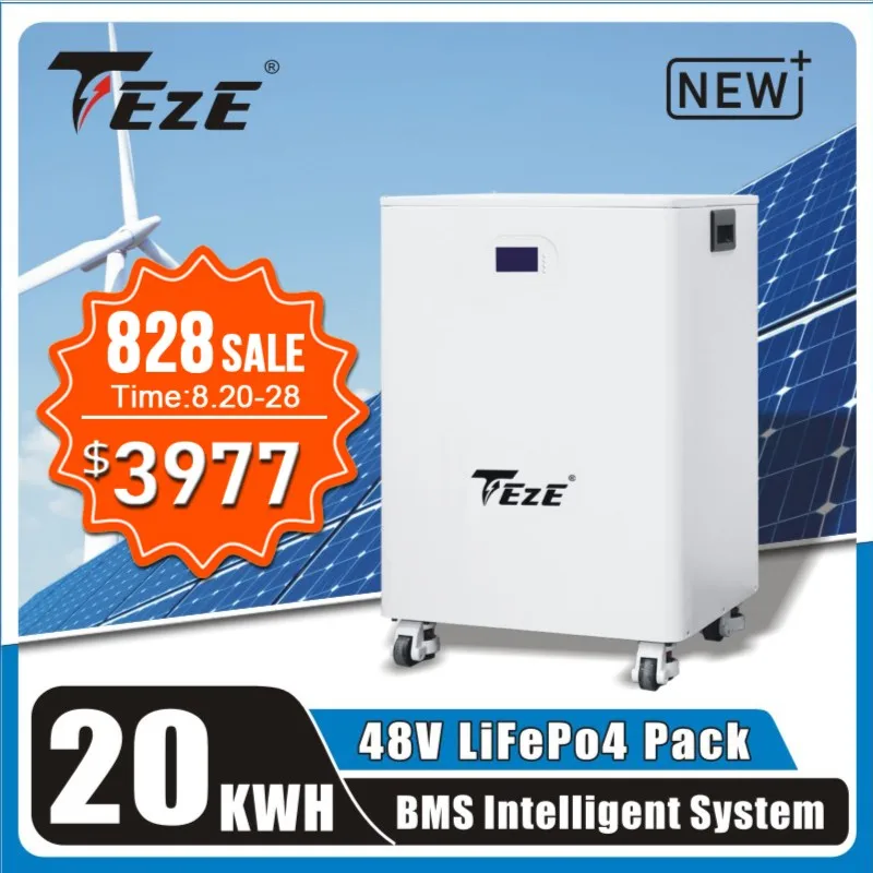 TEZE 20KWH 48V Powerwall LiFePO4 Battery 51.2V 16S 400Ah With RS485 CAN ...