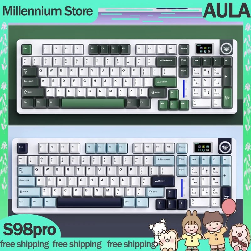 Alua-S98Pro-Mechanical-Gamer-Keyboard-3Mode-2-4G-Wireless-Buletooth ...