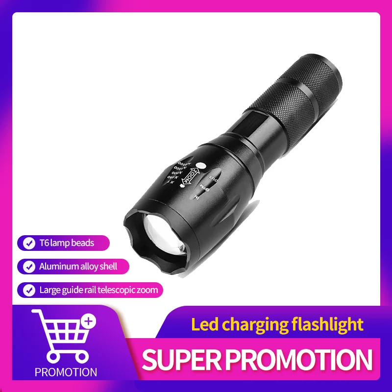 Strong Light T6 Flashlight Led Aluminum Alloy Telescopic Focusing ...