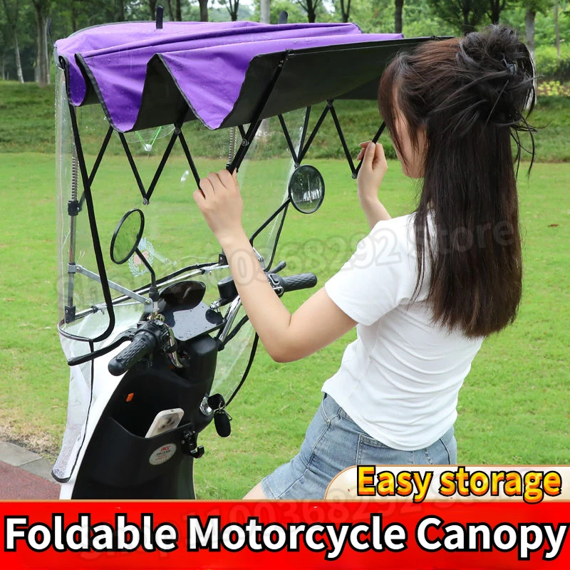 Electric-Vehicle-Canopy-Motorcycle-Windproof-Rain-Sunscreen-Retractable ...
