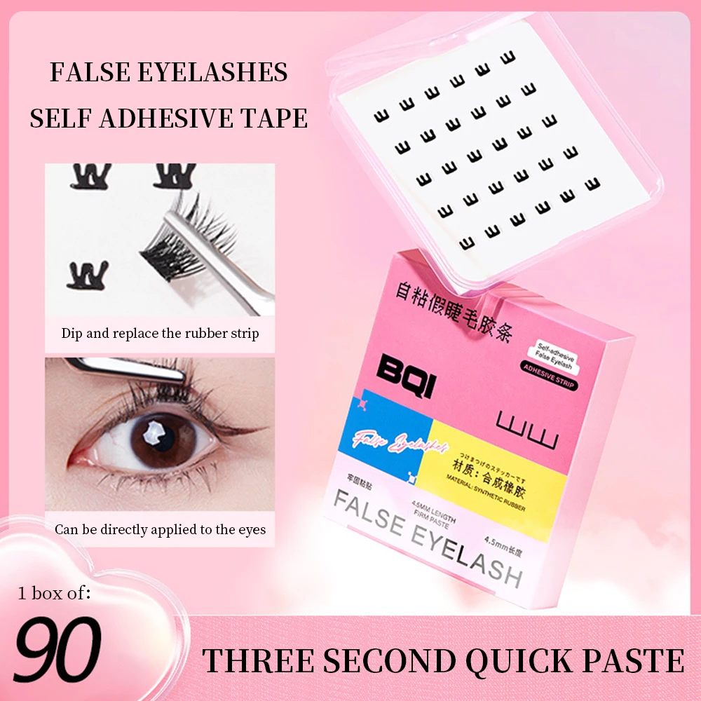 BQI 90pcs And 3 Shapes EyeLashes Glue Strips, Self-Adhesive False ...