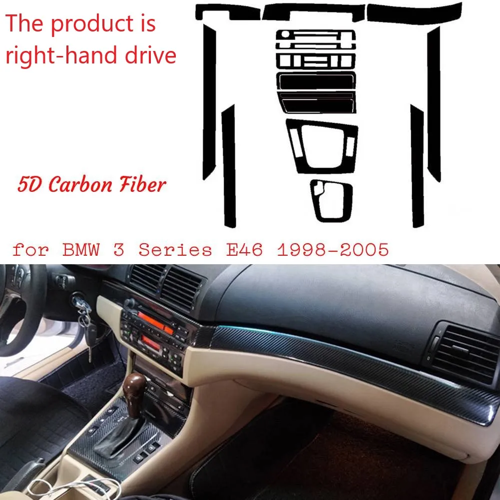 Car 5D Stickers Glossy Carbon Fiber Texture Vinyl Trim Decals Interior ...
