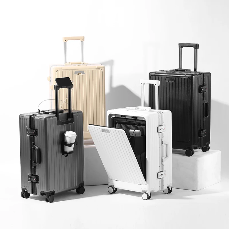 Aluminum-Alloy-Frame-Suitcase-Carry-On-Trolley-Case-Independent-Front ...