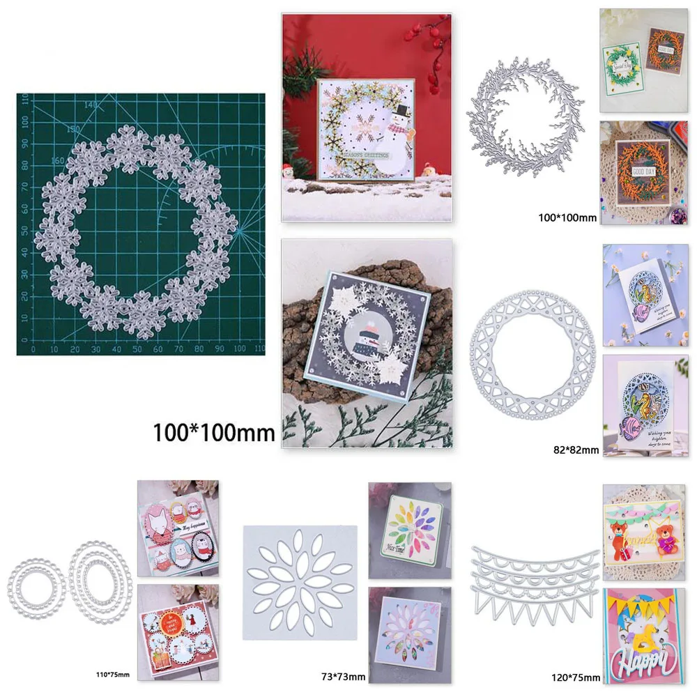 Circle Nesting Snowflakes Circle Flower Frames Banner Flag Metal ...