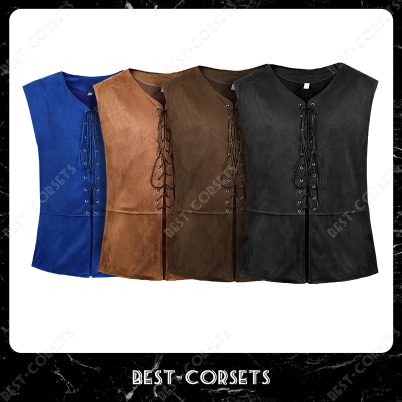 Medieval-Vest-Men-s-Pirate-Viking-Costume-Vest-Carnival-Cosplay-Lace-Up ...