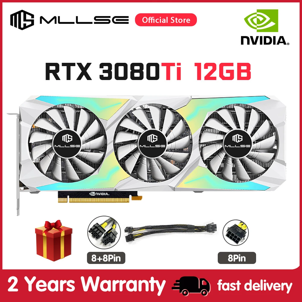 Mllse rtx 3080ti 12gb nvidia jogo gpu 8pin + 8pin gddr6x 384bit hdmi ...