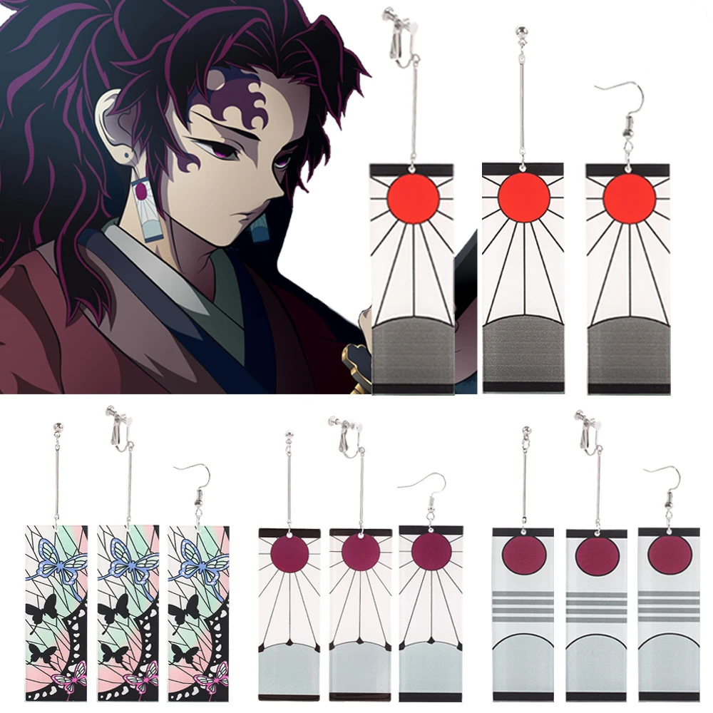 Fashion Acrylic Tanjiro Earrings Demon Slayer Earrings Anime Cosplay ...