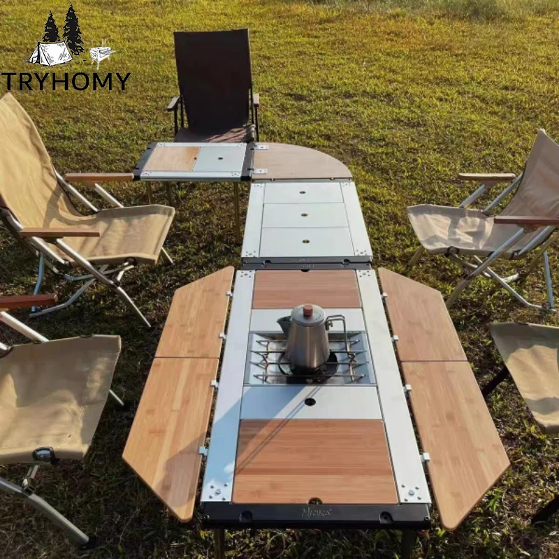 Tryhomy-IGT-Table-Bamboo-Extension-Plate-Camping-Table-2-3-4-Unit-Side ...