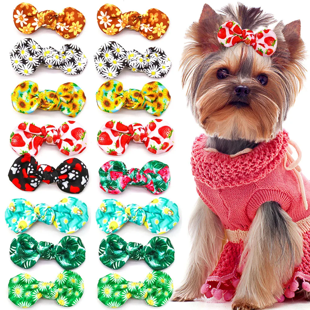 Summer Dog Hair Bows Dogs Pets Hair Clips Fruits Flower Puppy Cat Hair ...