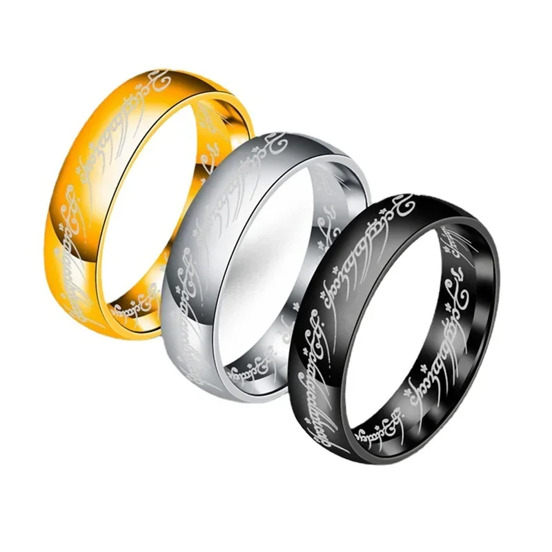 Anillos-simples-de-acero-inoxidable-para-hombres-y-mujeres-plata-negro ...