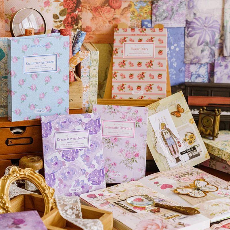 100-Sheets-Unrepeated-Scrapbook-Background-Paper-Pads-for-Scrapbooking ...