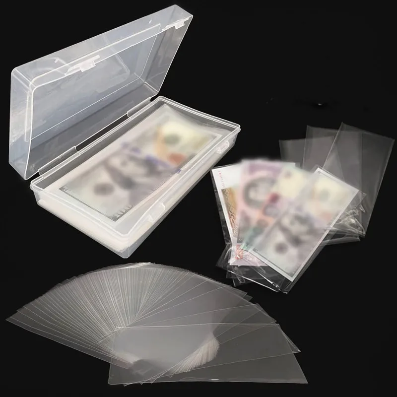 100Pc-Paper-Money-Album-Banknotes-With-Box-Money-Transparent-PVC-Page ...