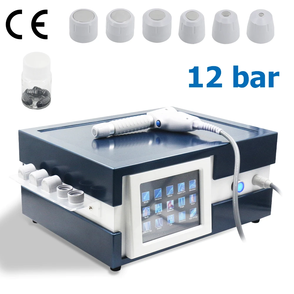 12Bar Shockwave Therapy Machine 6 Probes Extracorporeal Pneumatic Shock ...