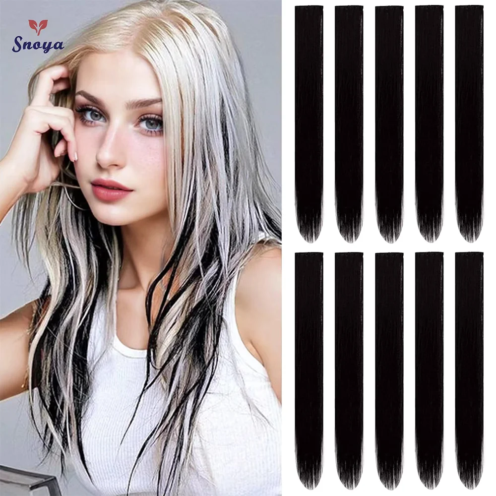 10Pieces 22 inch Colored Hair Extensions, Multi-colors Party Highlights ...