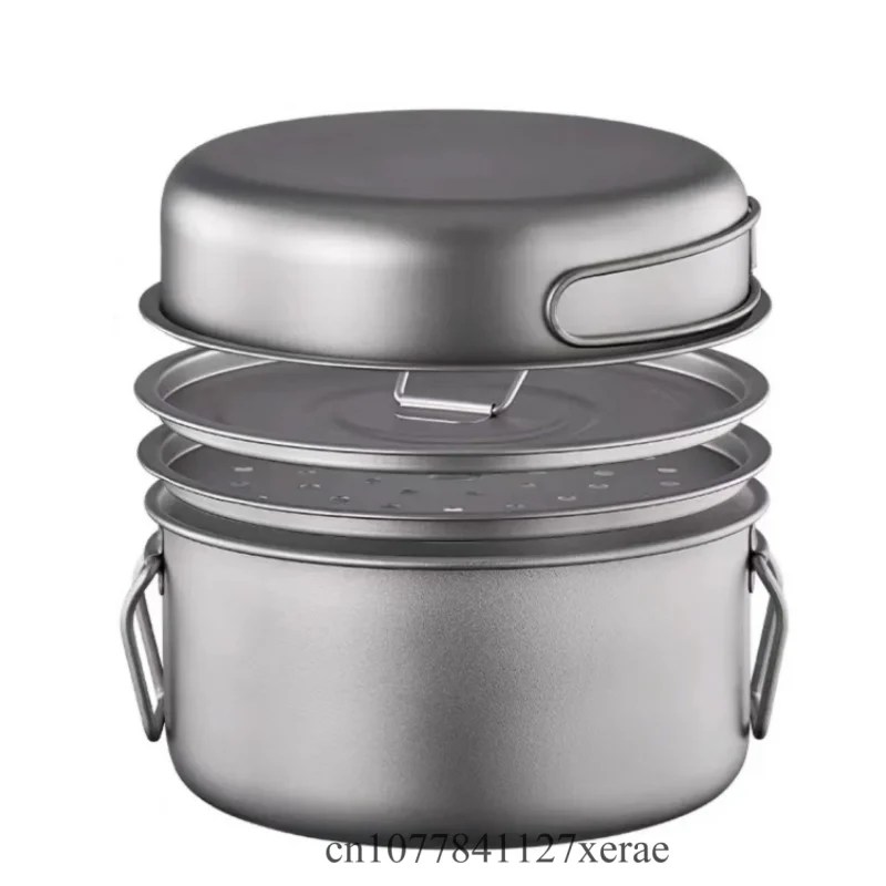 700ml/1200ml/2200ml Pure Titanium Outdoor Multifunctional Pot Set ...