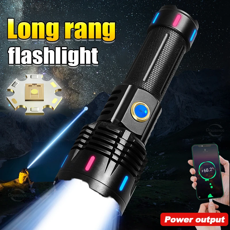 Ultra long Powerful Led Flashlight Fluorescent Tactical Torch USB ...
