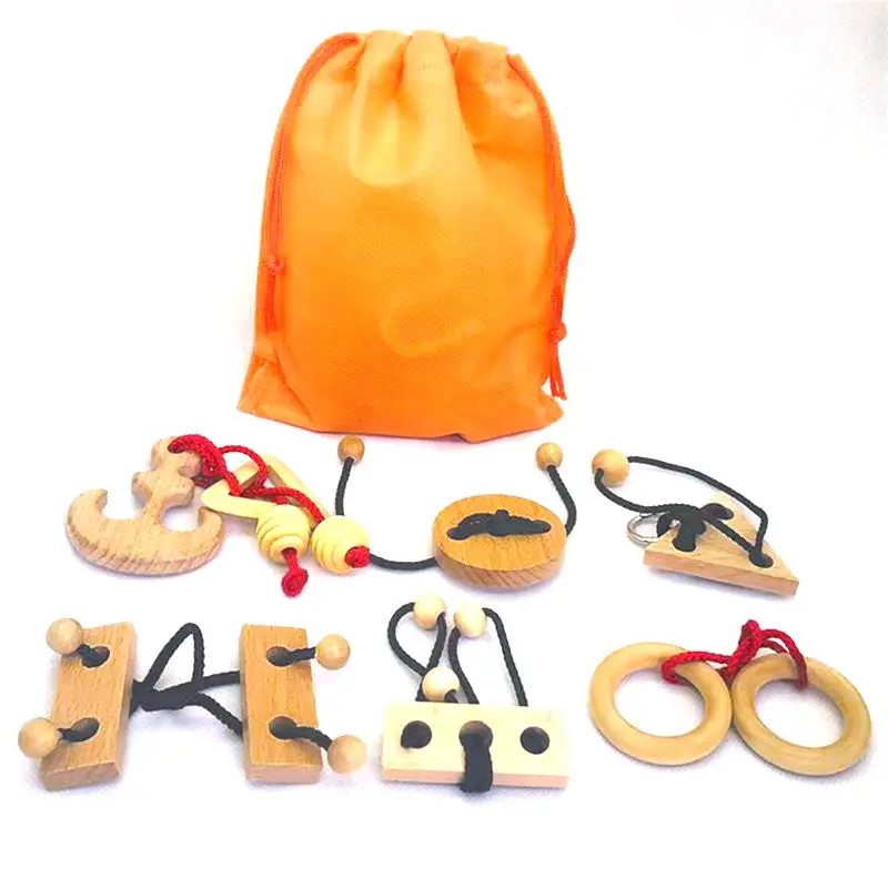 6PCS-Set-Wooden-Rings-Rope-Puzzle-Logic-Brain-Teasers-Puzzles-Game-Toys ...
