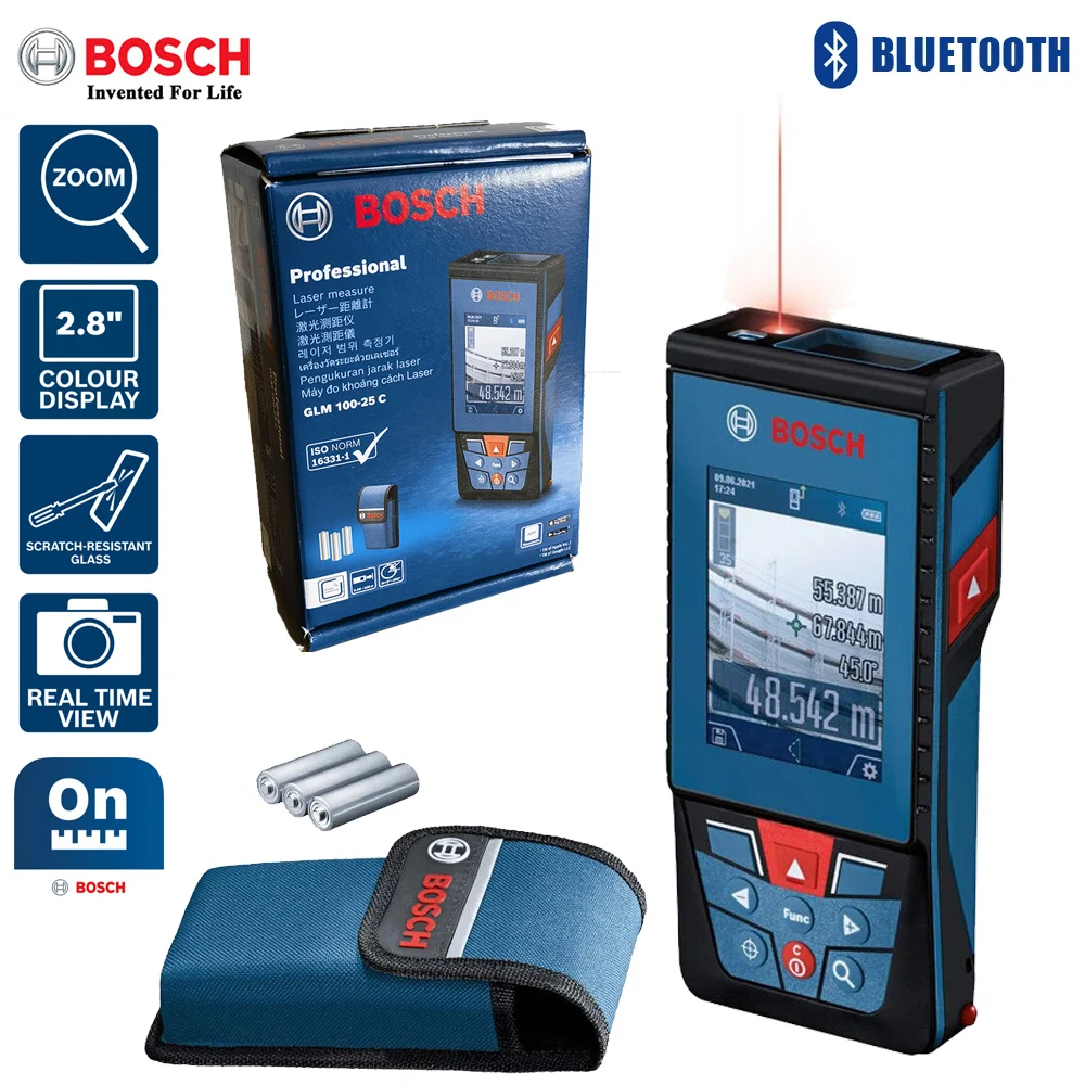 Bosch-Laser-Rangefinder-Inbuilt-Bluetooth-Camera-GLM100-25C ...