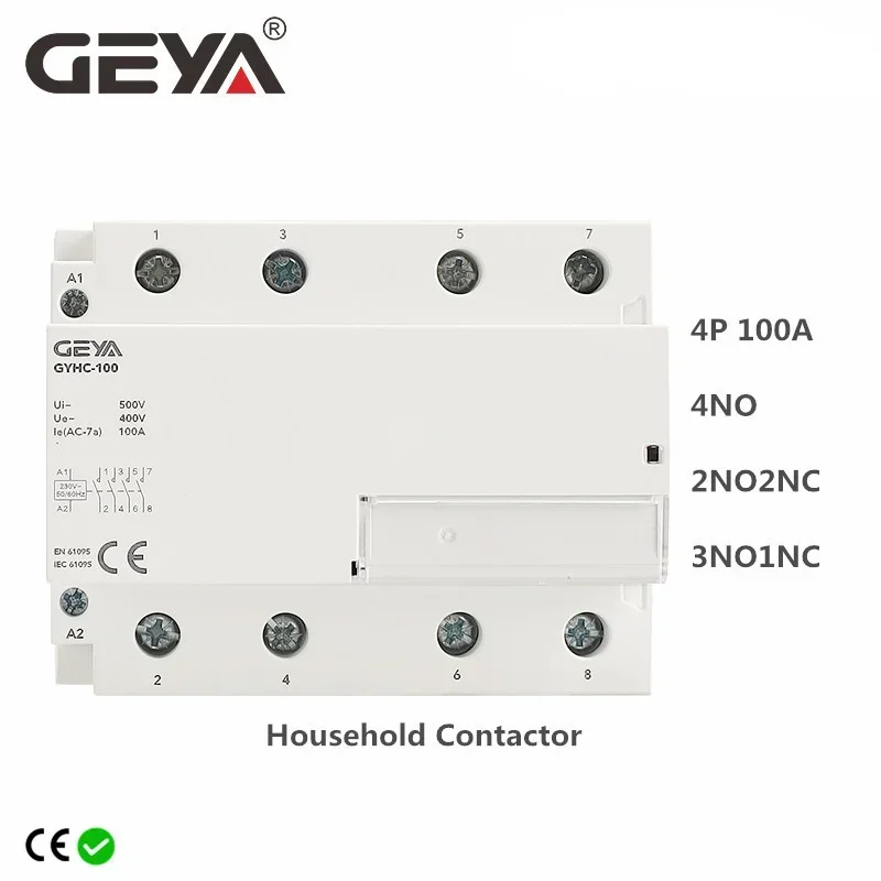 GEYA GYHC 4Pole 100A Modular Contactor 4NO 2NO2NC 3NO1NC 220V 110V 24V ...