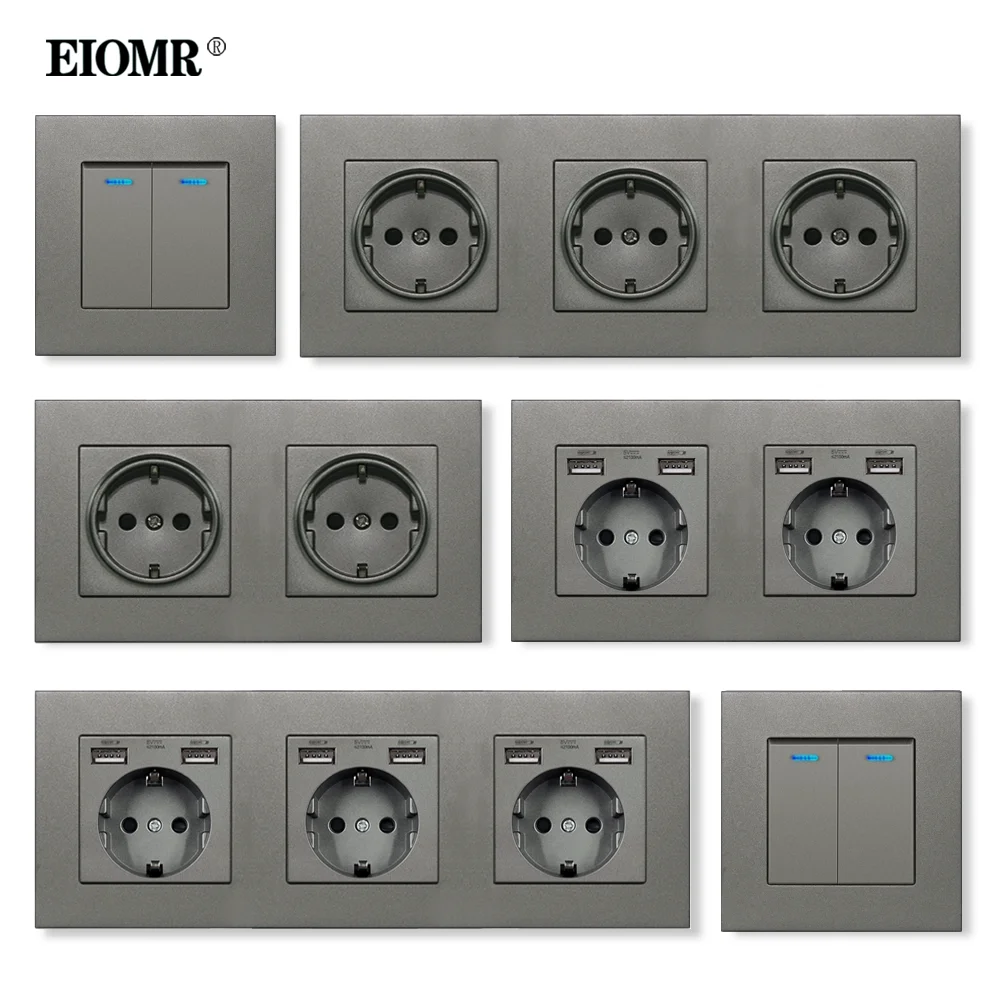 EIOMR-EU-Wall-Grey-Socket-16A-AC-110-220V-Germany-Standard-Power-Outlet ...
