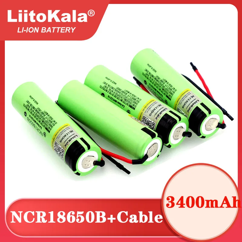 LiitoKala Original NCR18650B 3.7V 3400mAh 18650 Li ion Rechargeable Battery Welding Silica gel ...