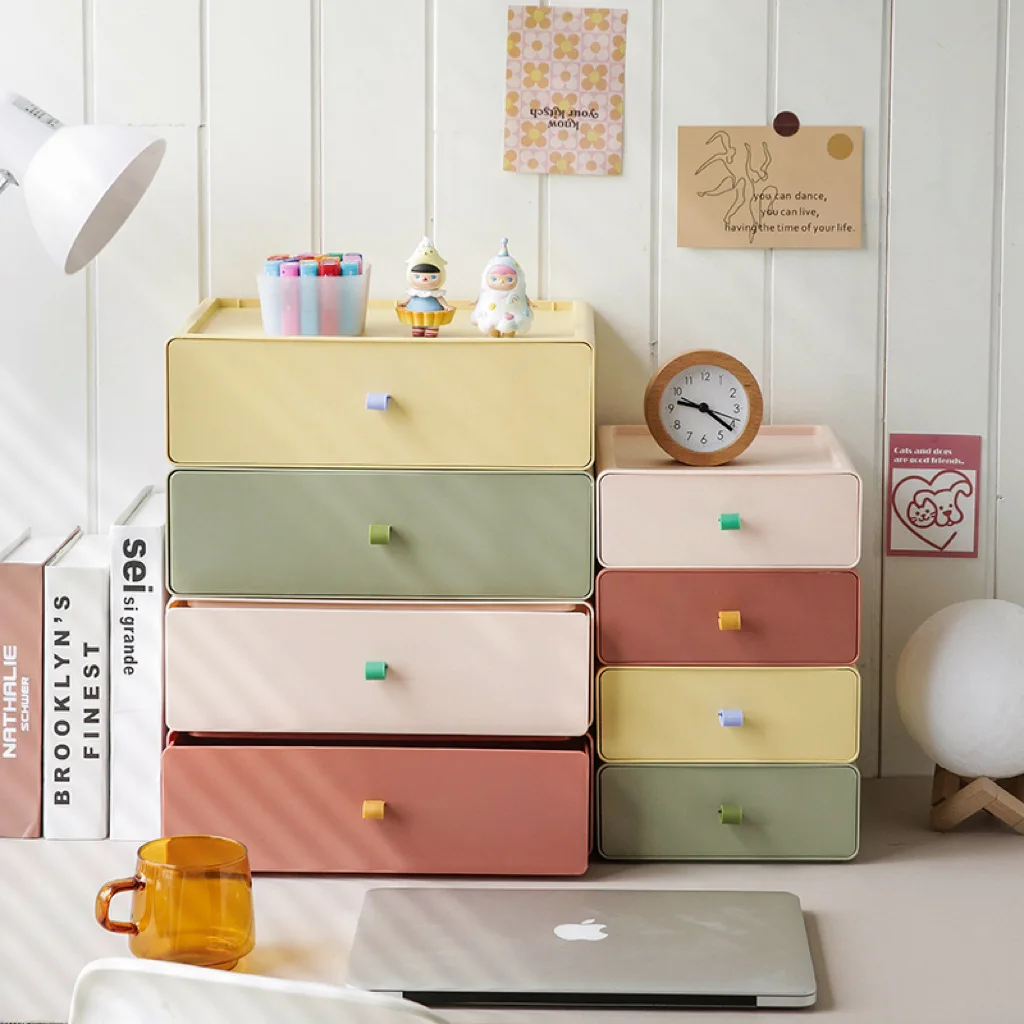 Desktop Drawer Storage Box Stackable Dustproof Storage Box with Handle ...