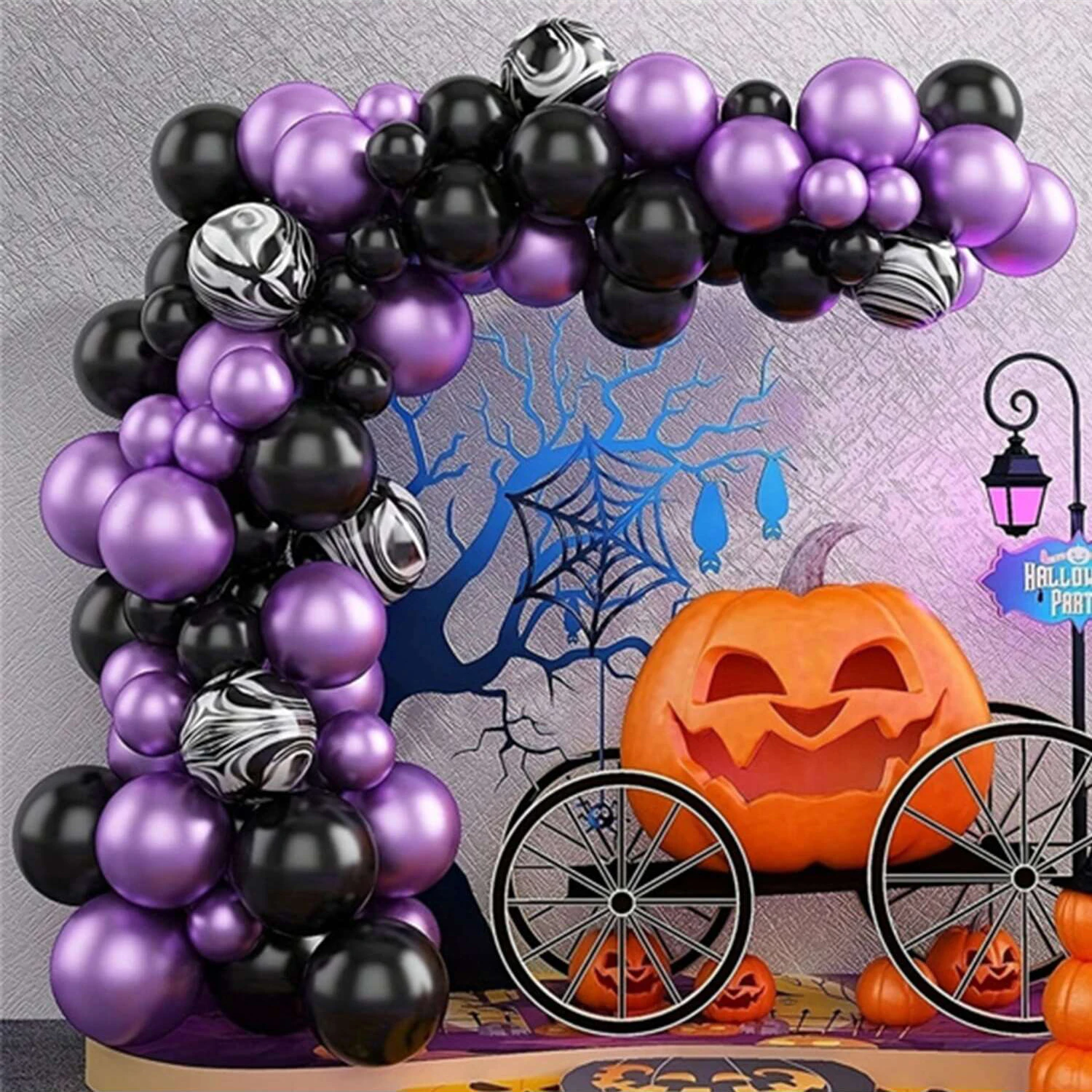 67PCS/PACK Black Purple Latex Balloon Chain Set Halloween Theme Party ...