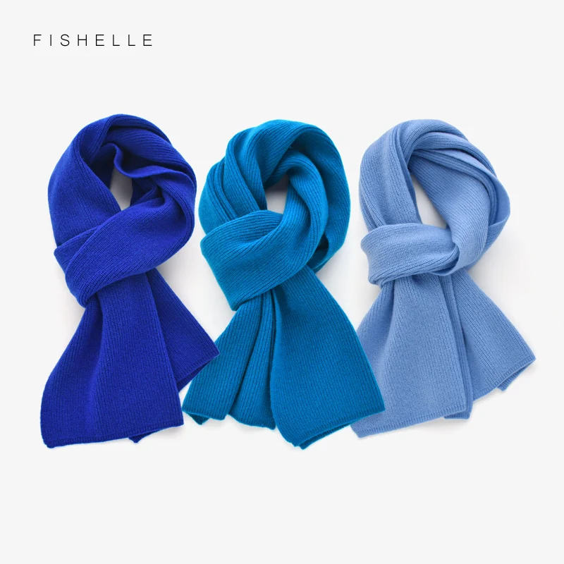 Solid-color-blue-system-luxury-cashmere-knitted-scarves-women-or-men ...