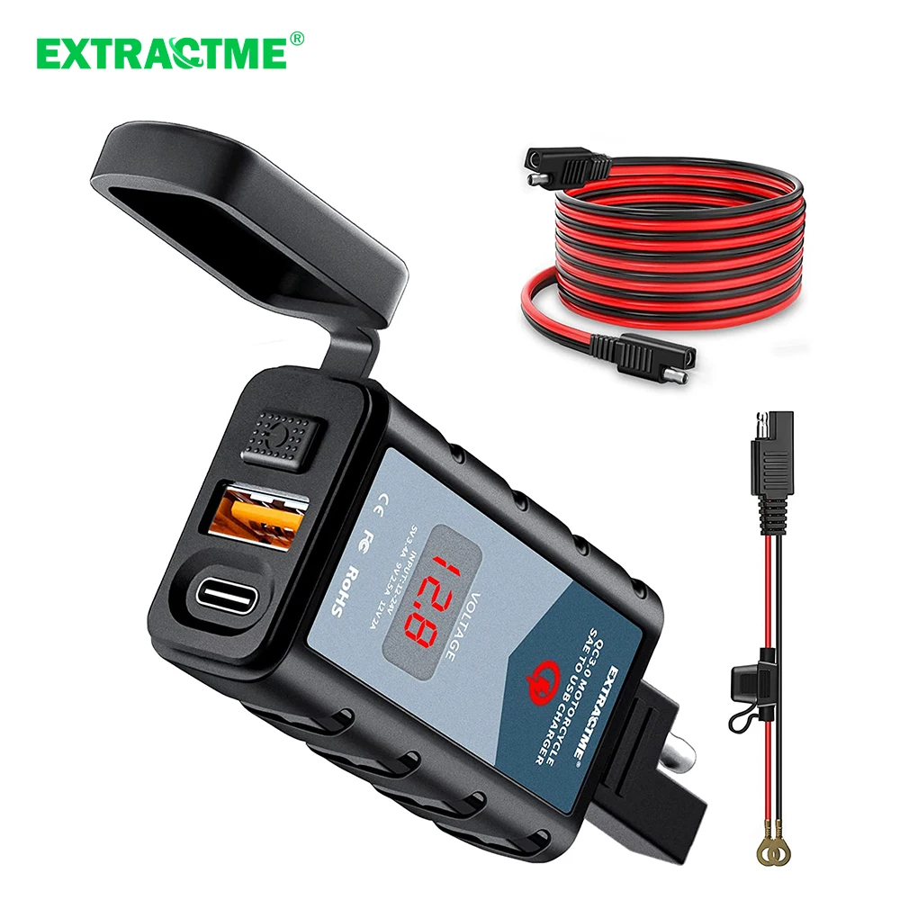 Extractme QC3.0 Dual USB Motorcycle Charger Waterproof Quick Charger ...