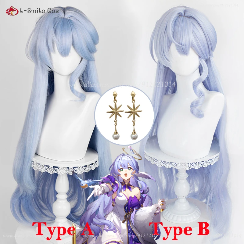 2 Styles Robin Cosplay Wig 100cm Long Blue Curly Wigs Anime Cosplay Wig ...