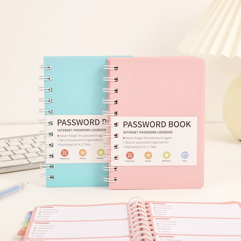 65-sheets-Simple-PVC-Hardcover-Coil-Password-Book-Advanced-Address ...