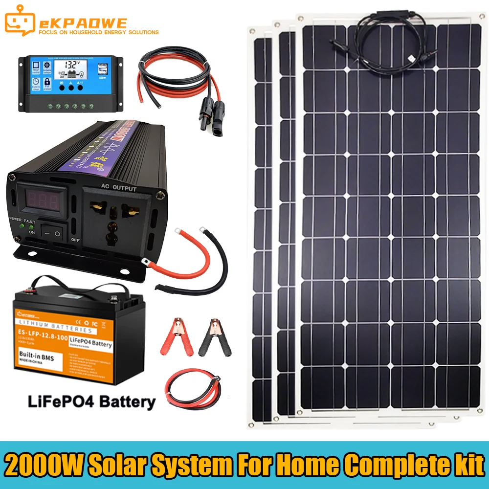 2000w-solar-system-for-home-complete-kit-200w-flexible-solar-panels-12v ...