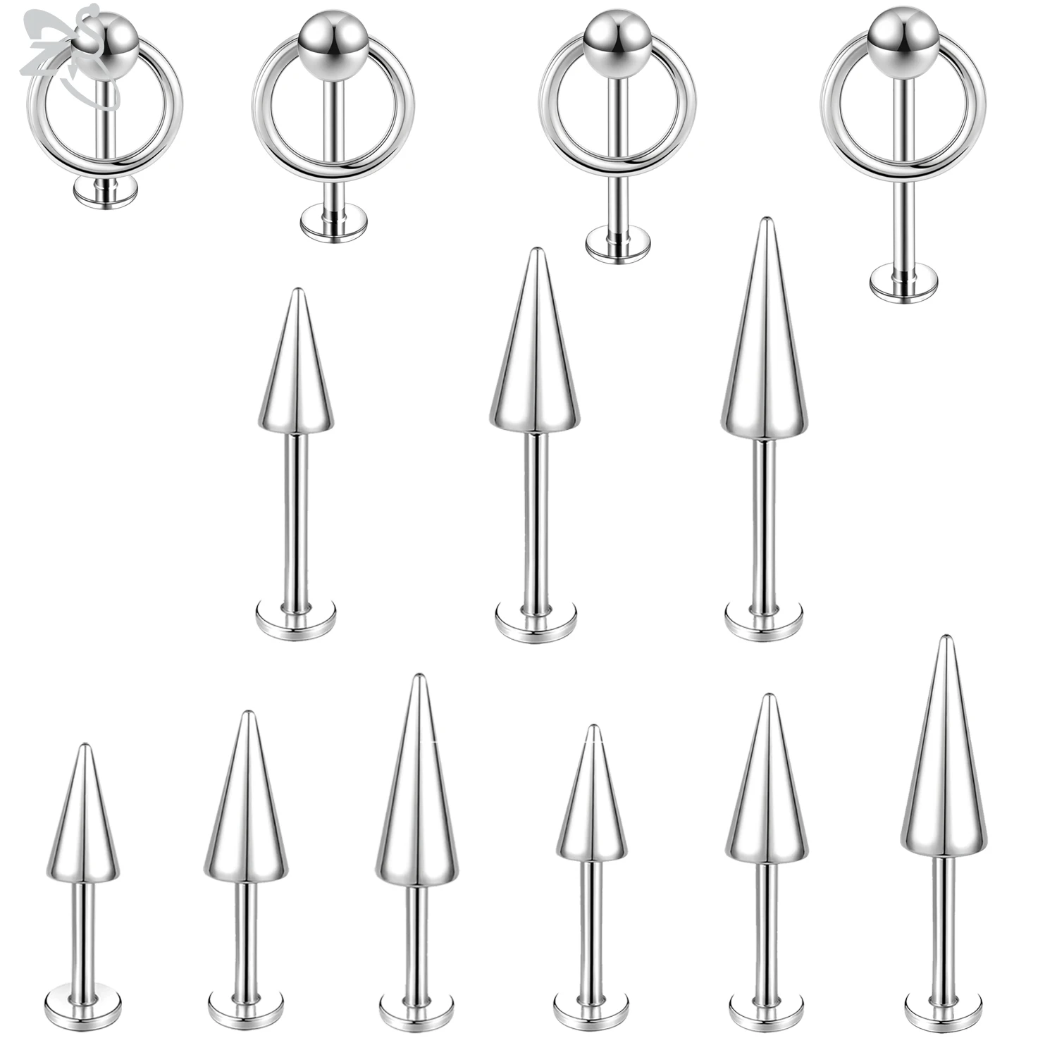 ZS-1PC-16G-316L-Stainless-Steel-Lip-Rings-Crystal-Labret-Piercing-Star ...