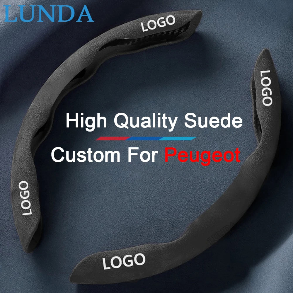 Benutzerdefinierte Wildleder Auto Lenkrad Abdeckung 1 Paar Für Peugeot ...
