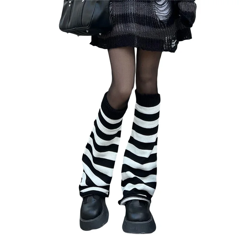 Women Cute Knitted Leg Warmers Girls 80s Harajuku Punk Knee High Leg ...