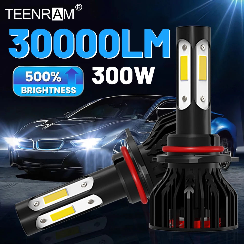 2PCS 4 Sides LED Headlights Bulbs 30000LM H1 H4 H7 H11 9005 9006 9004 ...