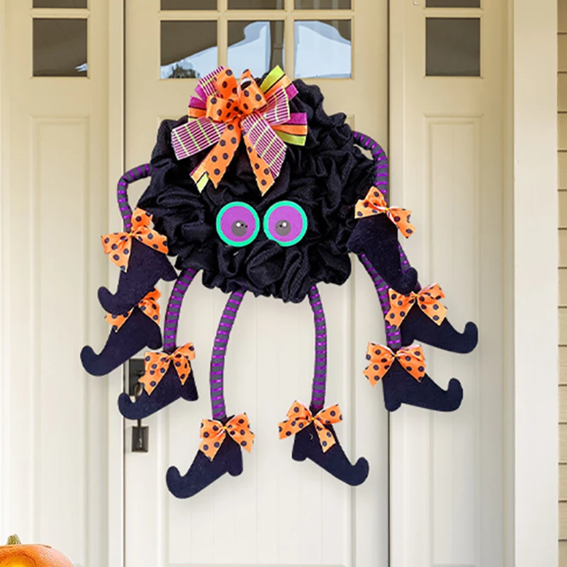 Spider-Door-Halloween-Outdoor-Party-Decoration-Multi-leg-Witch-Wreath ...
