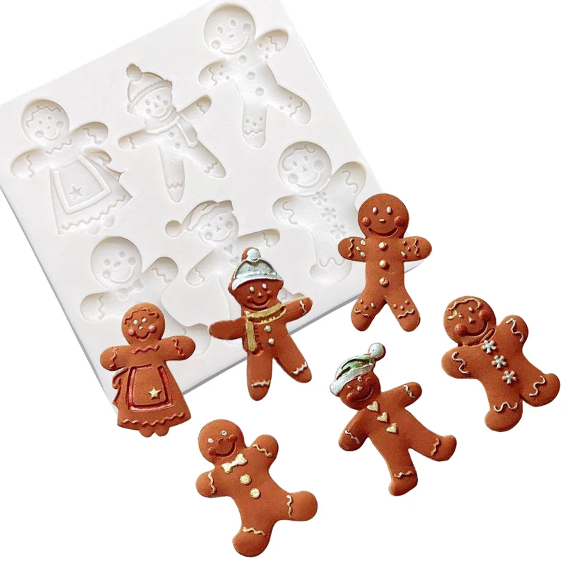 Gingerbread Man Christmas Silicone Sugarcraft Mold Resin Tools Cupcake ...