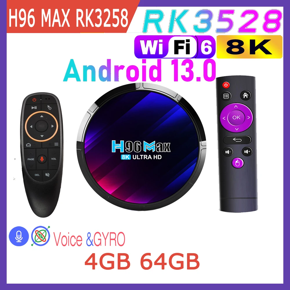 Android 13.0 H96 MAX RK3528 Quad Core Wifi6 8K Dual Wifi 2.4G 5G BT5.0 ...