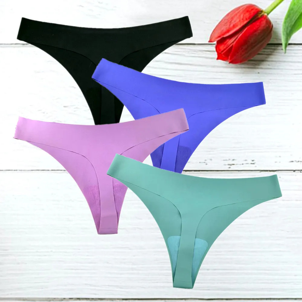 Tanga-sin-costuras-de-Color-liso-para-mujer-ropa-interior-transpirable ...