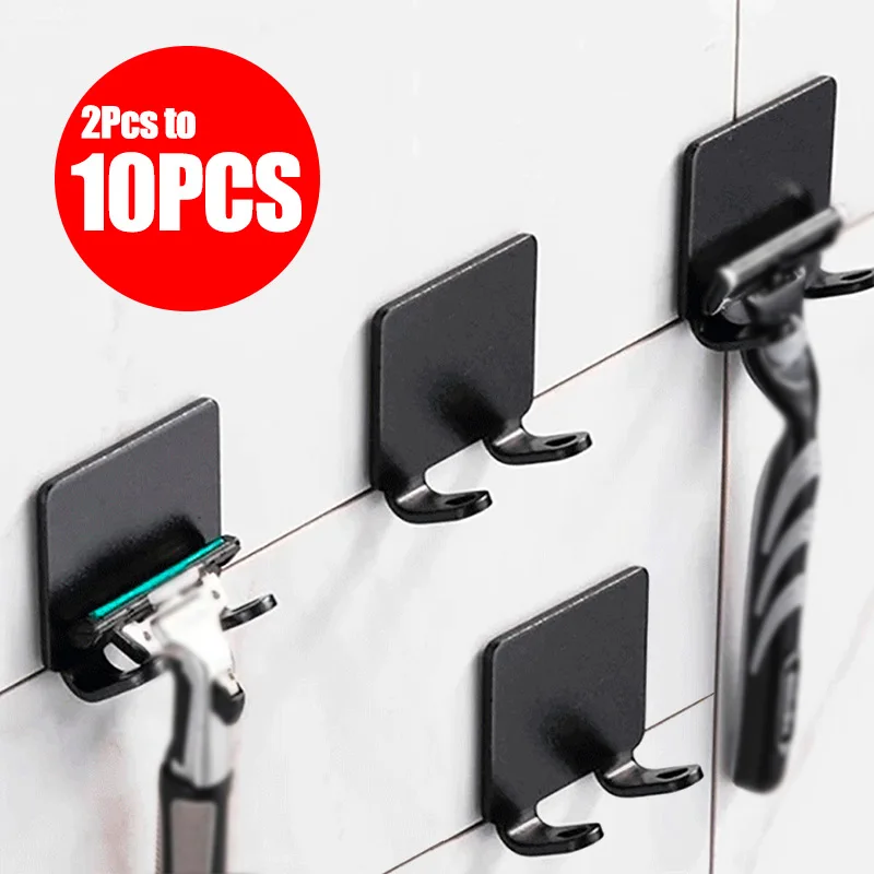 2-10pcs Shaving Razor Holder Hooks Men Shaving Shaver Storage Hook Wall ...