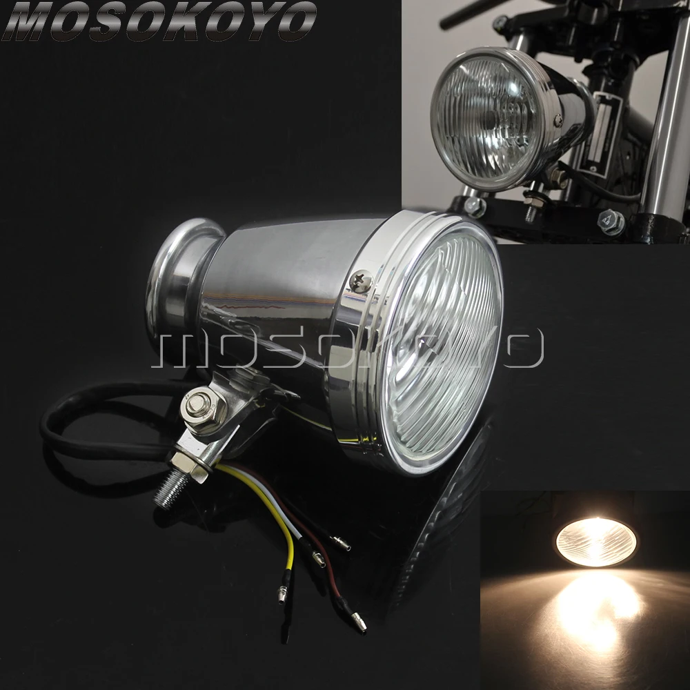Chrome Lighthouse Motorcycle Headlight Headlamp Universal For Harley ...