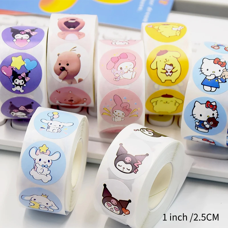 500Pcs-Roll-Cartoon-Stickers-Kawaii-Hello-Kitty-Melody-Kuromi ...