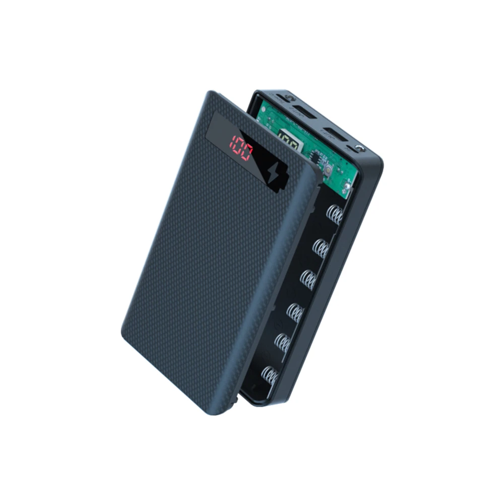 Fast-Charging-Dual-USB-Micro-USB-Type-C-Power-Bank-Shell-5V-DIY-6-18650 ...