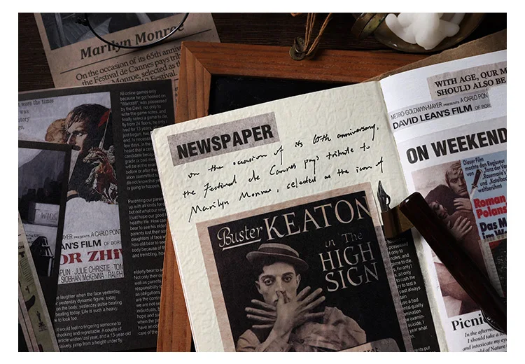 20 sheets Vintage Newsstand Series Decorative Stickers Movie newspaper ...