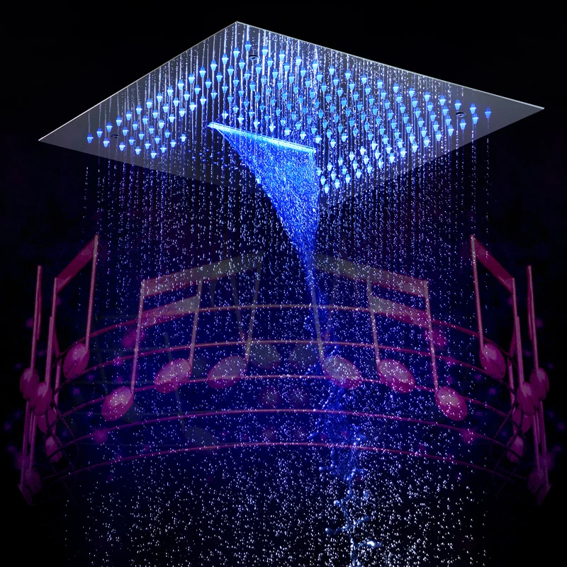 2 Functions Embeded Ceiling 16 Inch Music LED Shower Head Stainless ...
