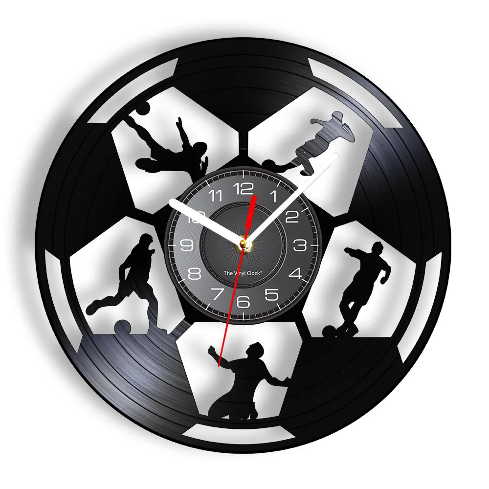 Football Ball Design Silhouette Vinyl Record Wall Clock Sport Decor ...