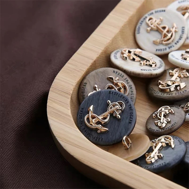 10pcs-20mm-Decorative-Buttons-for-Clothing-Navy-Retro-Anchor-Design ...