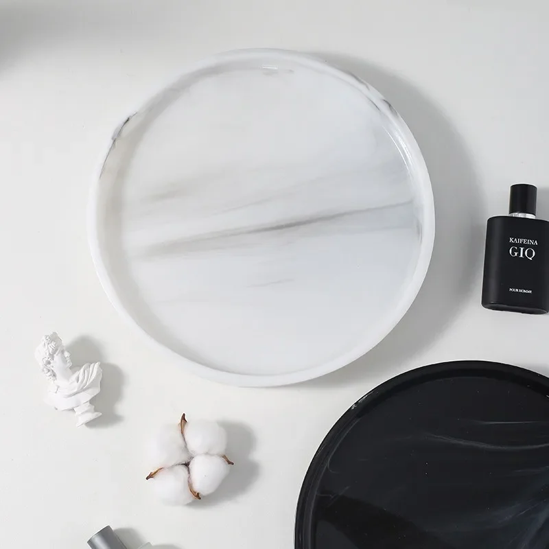 Round-Resin-Tray-Nordic-Marble-Pattern-Bathroom-Cosmetics-Storage-Box ...