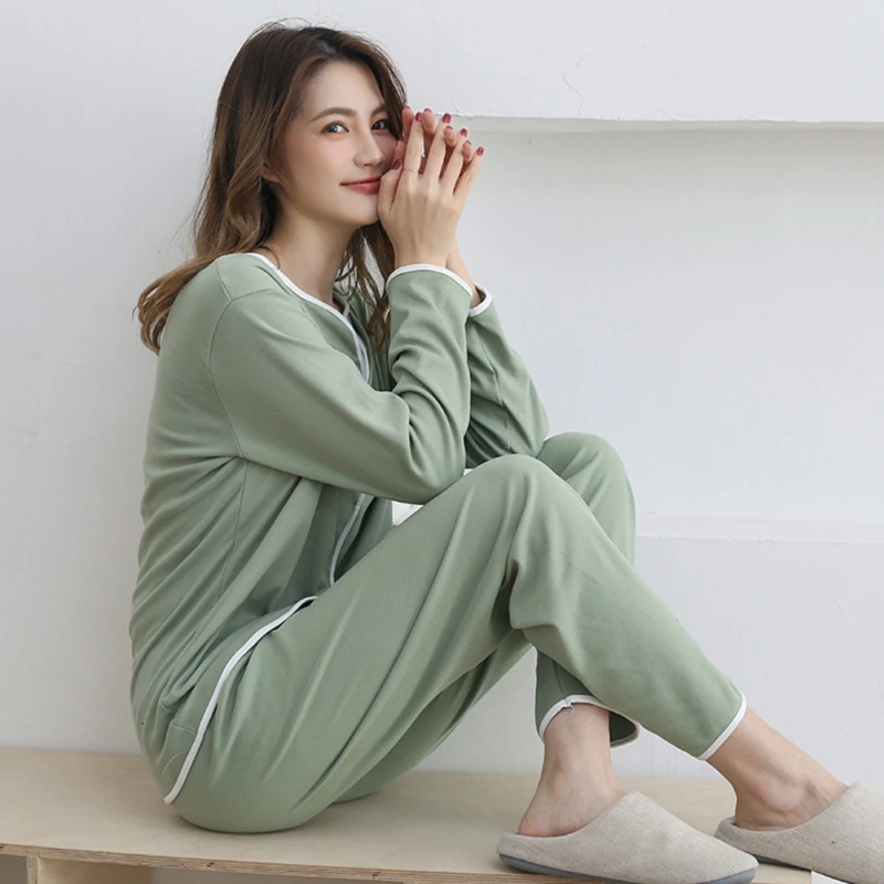 2Pcs-Set-Modal-Ice-Silk-Homewear-Suits-Lapel-Basic-Pajamas-Sets-Women ...